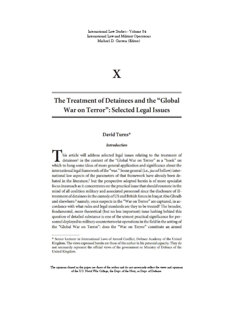 The Treatment of Detainees in Military Custody: Legal Standards and the ...