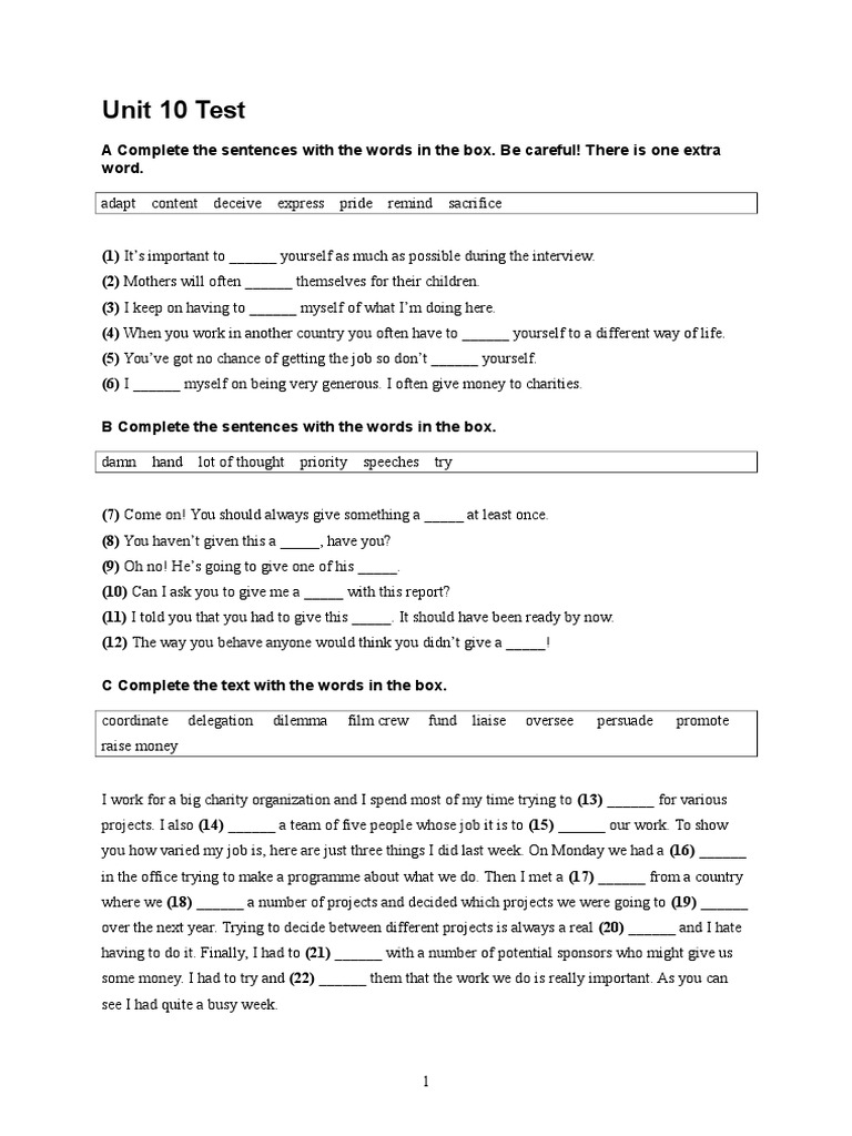 Upper intermediate Tests