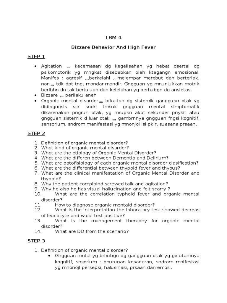 Master LBM 4 SGD 9 | PDF | Abnormal Psychology | Psychiatric Diseases And Disorders