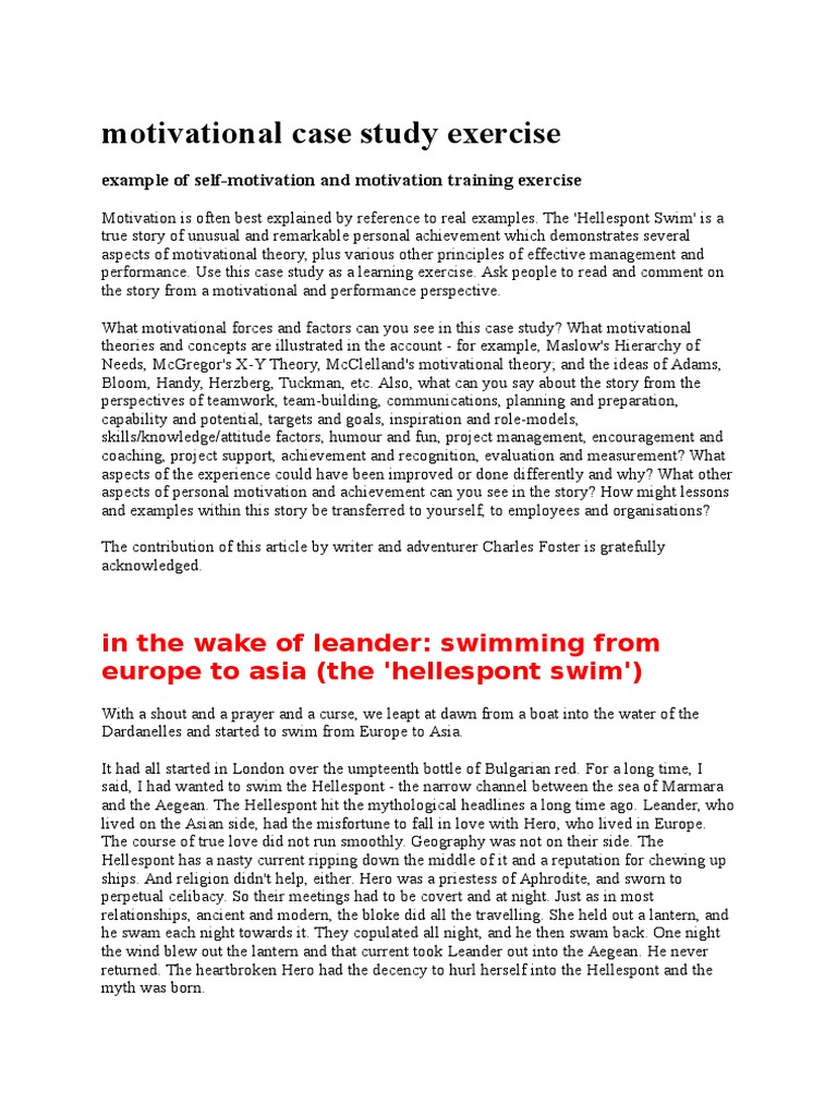 Motivational Case Study Exercise | Dardanelles | Motivation