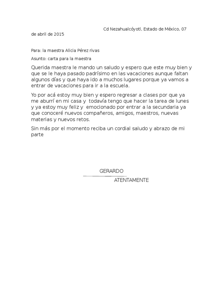 Carta para La Maestra | PDF