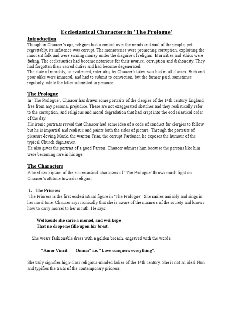 Analysis | PDF | The Canterbury Tales | Satire