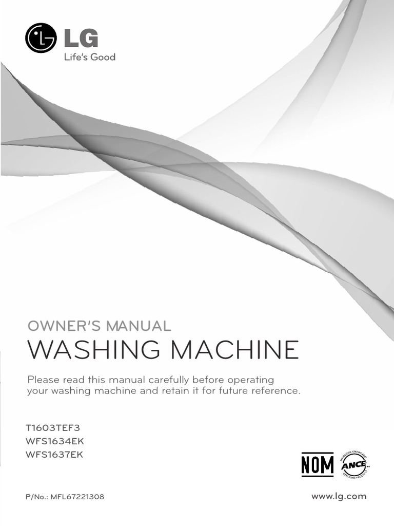 LG WFS1637EK Washing Machine | Download Free PDF | Washing Machine ...