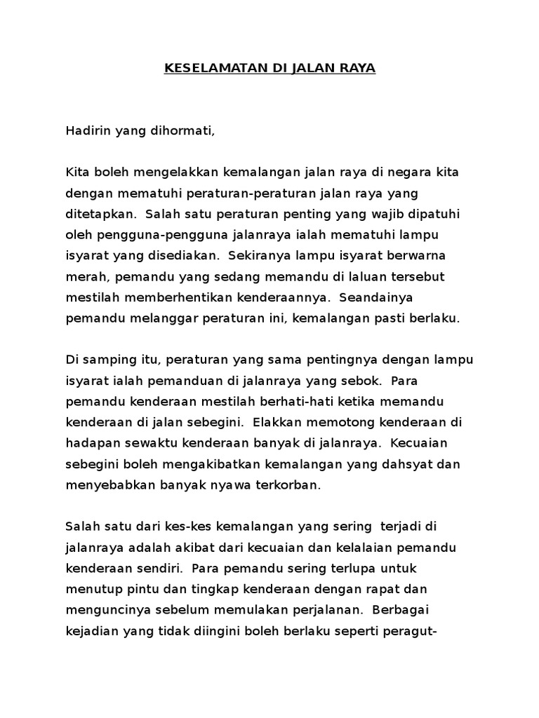 Kepentingan Mematuhi Peraturan Jalan Raya - MikaelaecChung Kepentingan Mematuhi Peraturan Jalan Raya - MikaelaecChung