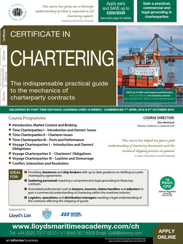 Certificate in Chartering Course | PDF | Distance Education | Credit Card