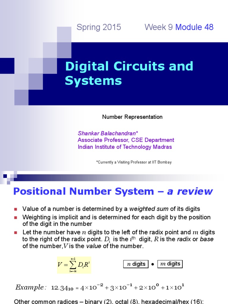 Digital Circuits and Systems Number Representation | PDF | Notation ...