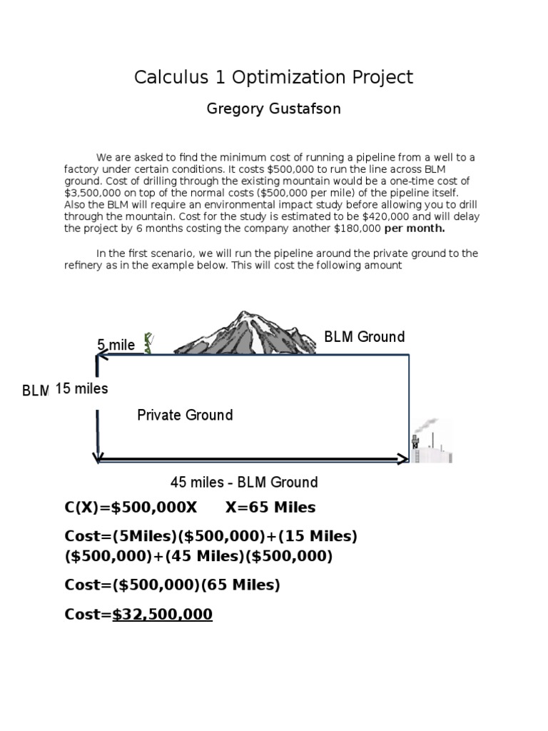 Calculus 1 Optimization Project Pdf Pipeline Transport Science