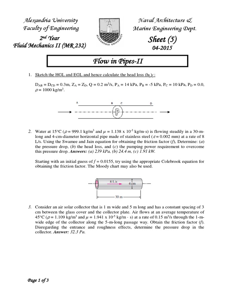 Swamee and Jain Equation Applications | PDF | Duct (Flow) | Pressure