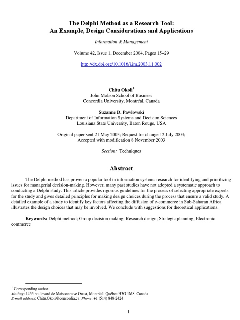 Delphi Method Research Tool-Example Design Consideration Applications ...