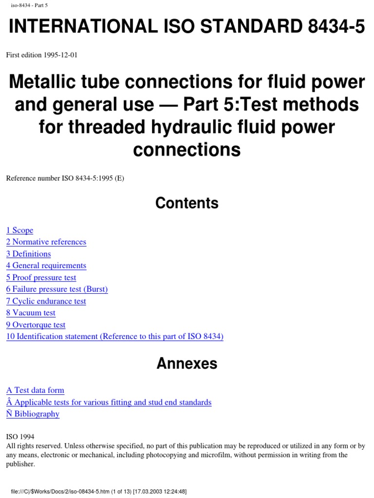 Iso 8434-5 | PDF | Standardization | Engineering