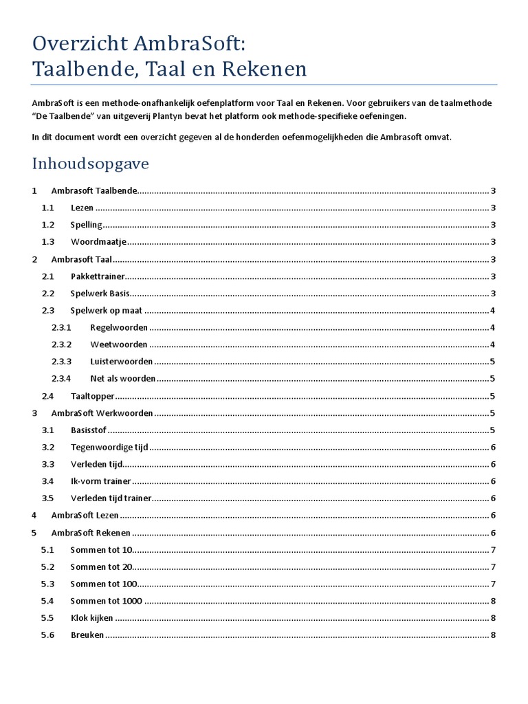 Deel 1 Overzicht Inhoud Ambrasoft | PDF