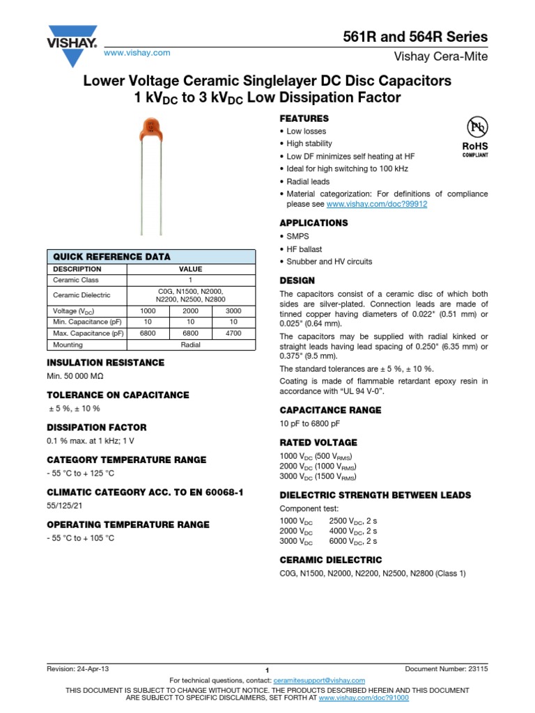 Datasheet Capacitor | PDF | Capacitor | Electrical Engineering