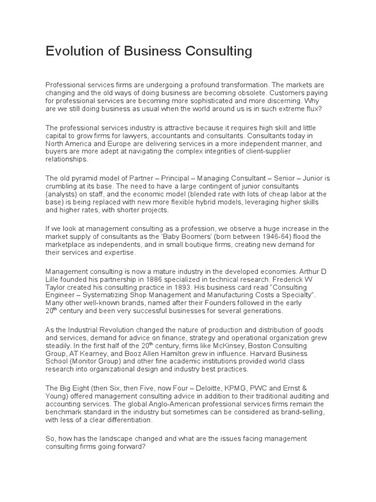 Evolution of Business Consulting | PDF | Consultant | Economies