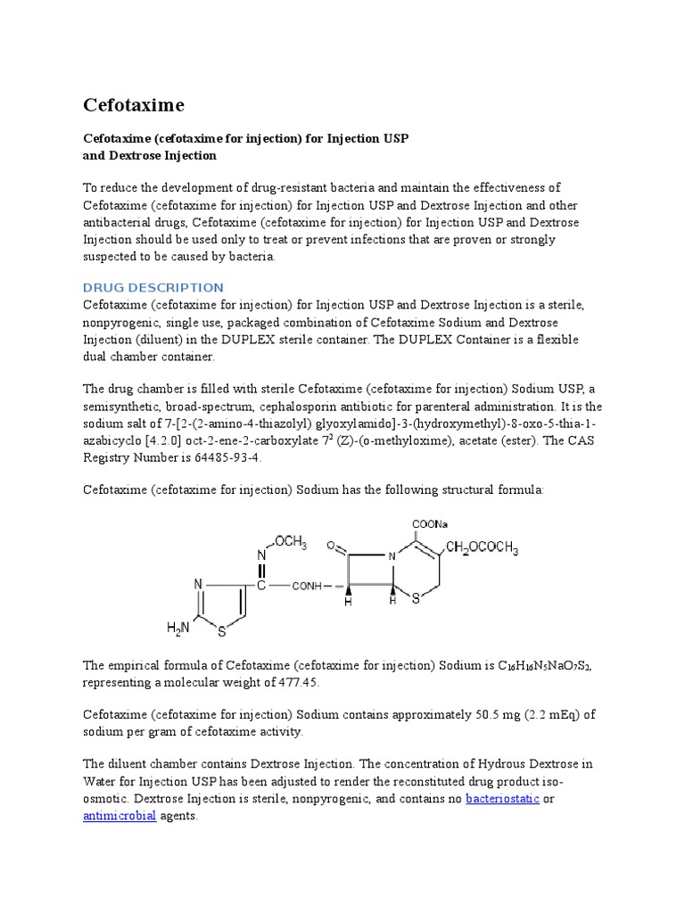 Cefotaxime: Cefotaxime (Cefotaxime For Injection) For Injection USP and ...