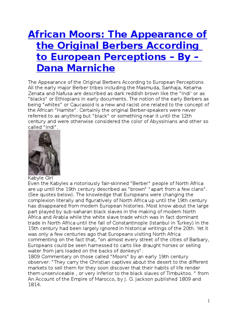 African Moors The Appearance of The Original Berbers According To ...