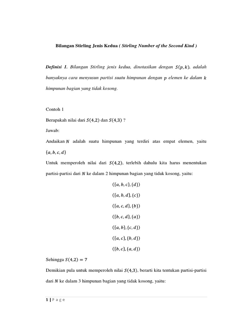 Bilangan Stirling Jenis Kedua | PDF | Metode & Bahan Ajar