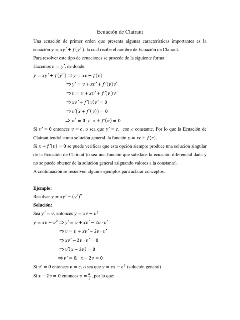 Ecuación de Clairaut | PDF