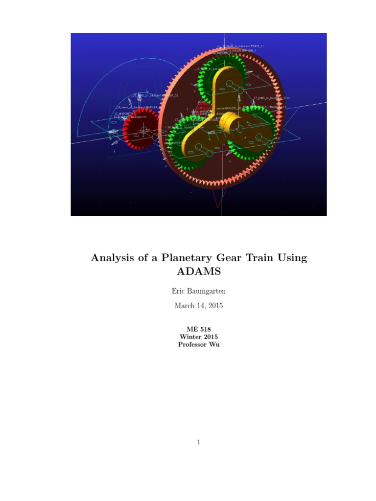 Analysis of A Planetary Gear Train Using ADAMS | PDF | Gear | Velocity