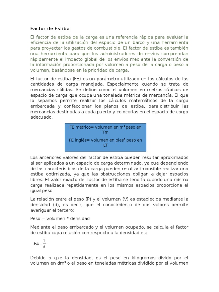 Optimización del Factor de Estiba | PDF | Volumen | Densidad
