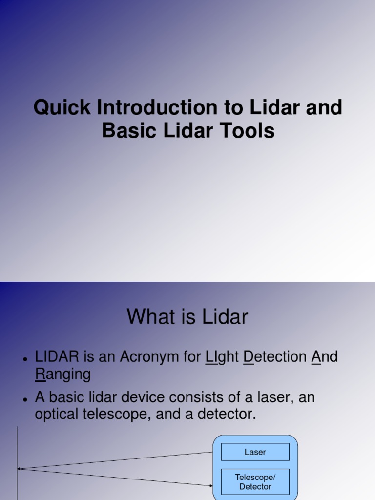 Quick Introduction To Lidar and Basic Lidar Tools | Download Free PDF | Lidar | Laser