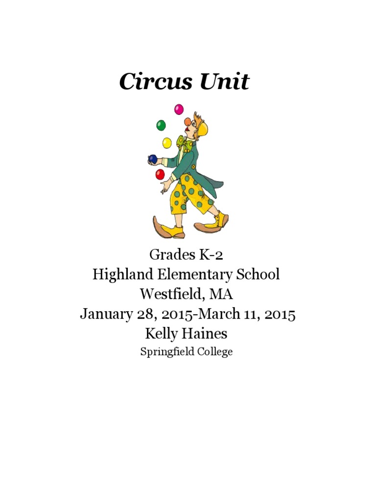 Circus Unit: Grades K-2 Highland Elementary School Westfield, MA ...