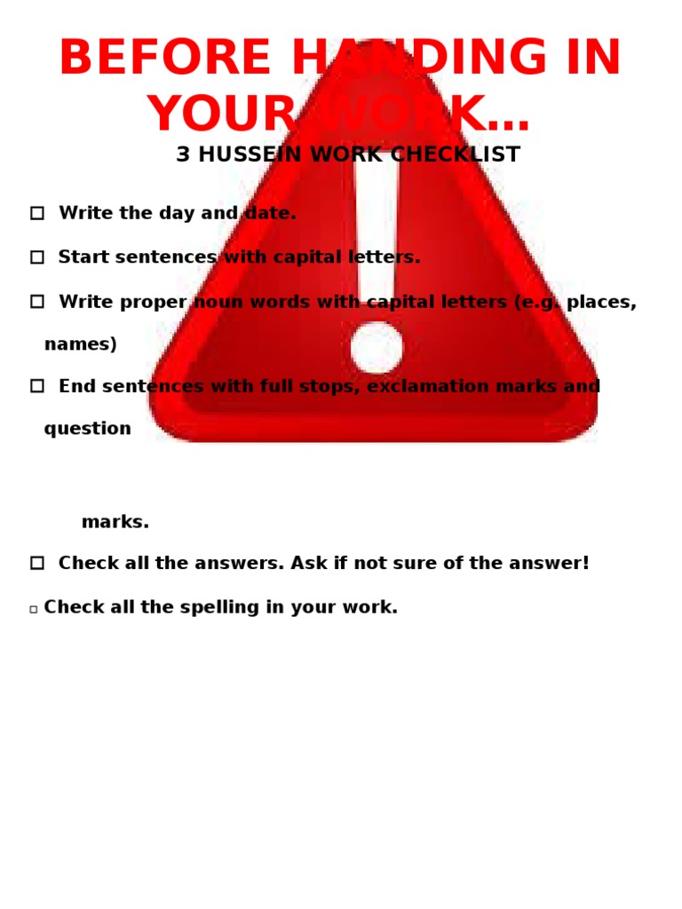 Before Handing in Your Work | PDF