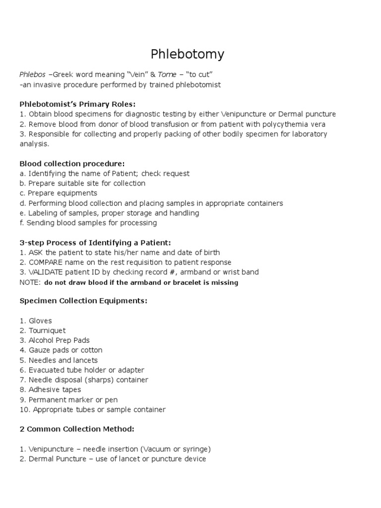 Phlebotomy Reminders By: Eugene Villanueva | PDF | Body Fluids ...