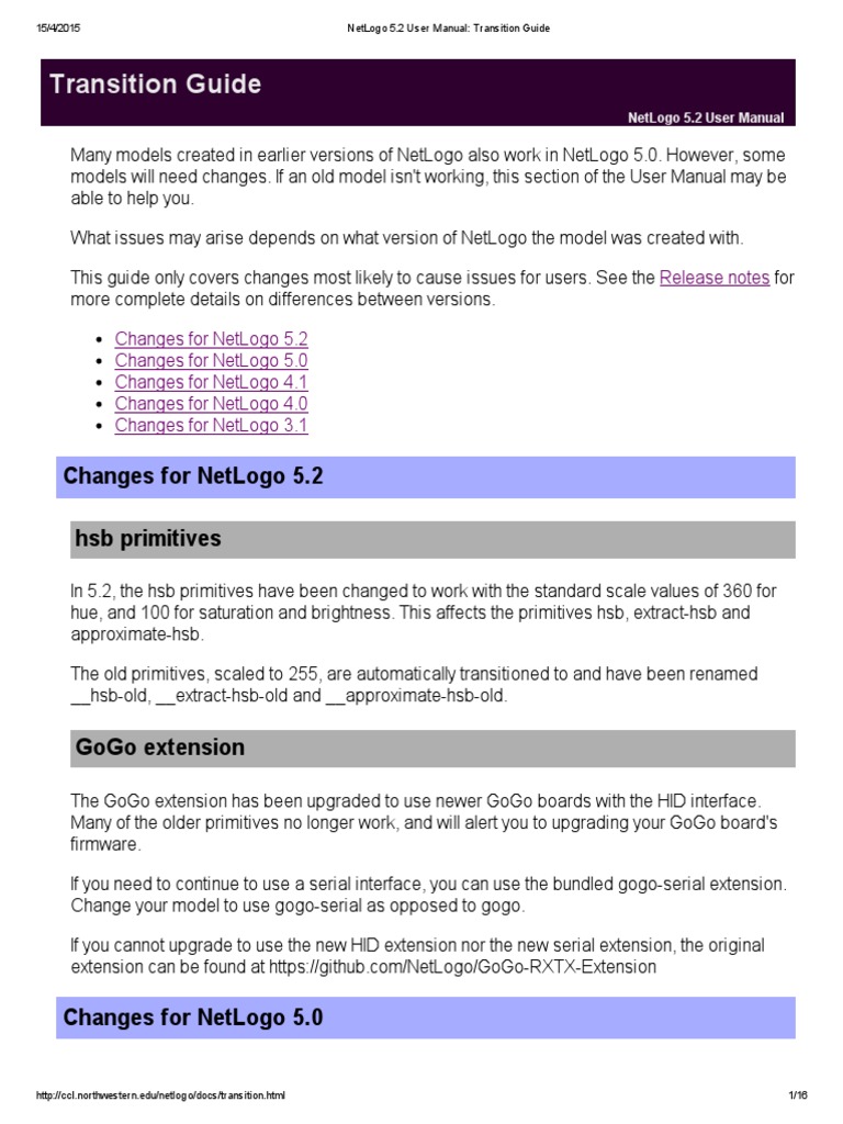 Transition Guide: Changes For Netlogo 5.2 HSB Primitives | PDF | String (Computer Science ...