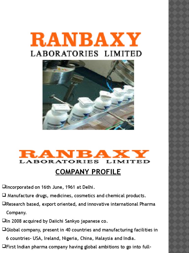 Ranbaxy Presentation | Fine Chemical | Pharmaceutical Industry