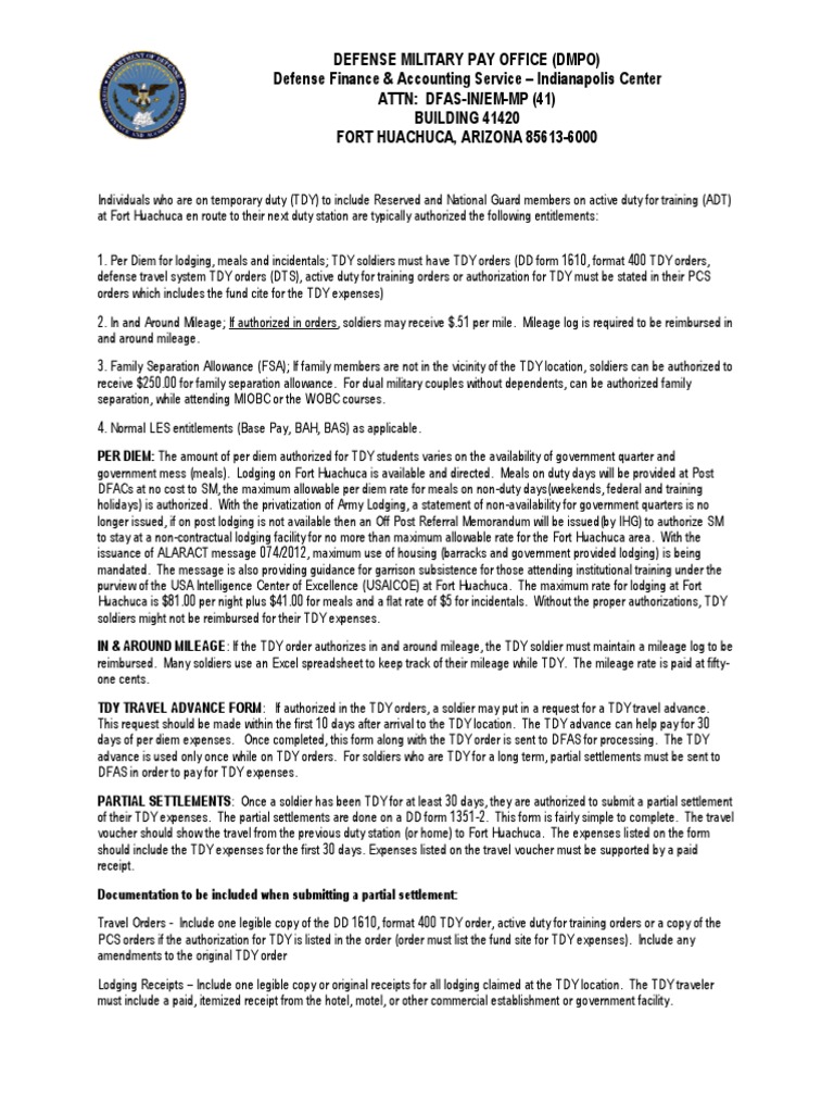 BOLC TDY Factsheet | PDF | Per Diem | Armed Conflict