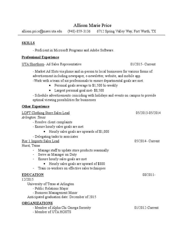 Allison Price Resume | PDF | Career & Growth
