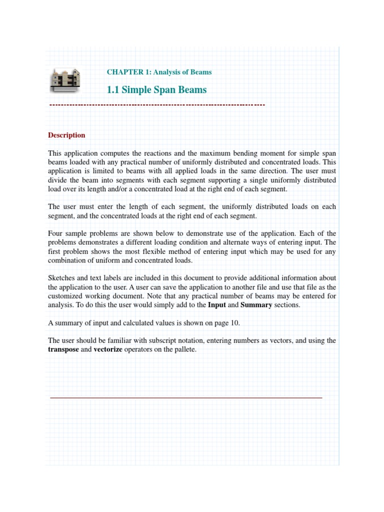 1.1 Simple Span Beams | PDF | Beam (Structure) | Bending