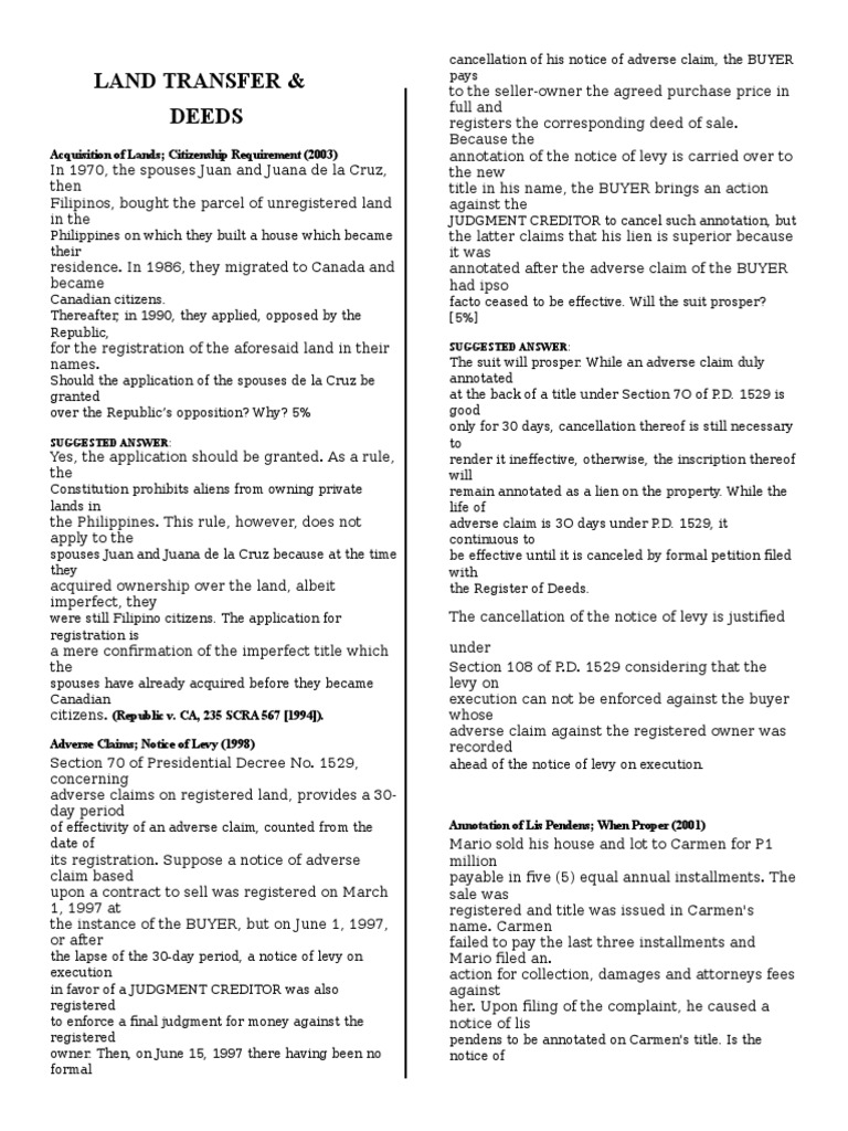 1990-2006 Q&A Land Titles and Deeds | Mortgage Law | Deed