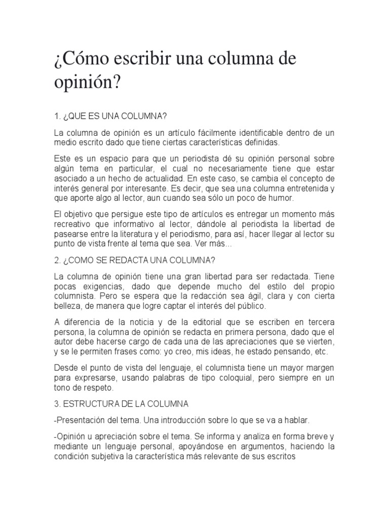 ¿Cómo Escribir Una Columna de Opinión | Autor | Periodismo ¿Cómo Escribir Una Columna de Opinión | Autor | Periodismo