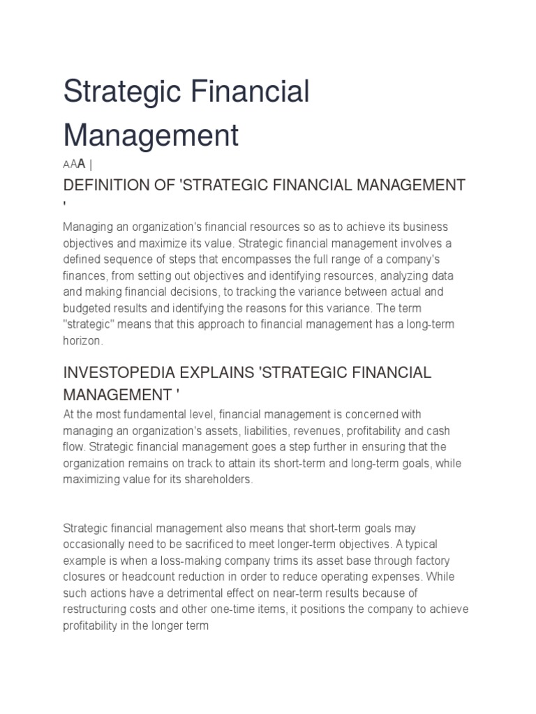Strategic Financial Management | PDF | Strategic Management | Profit ...