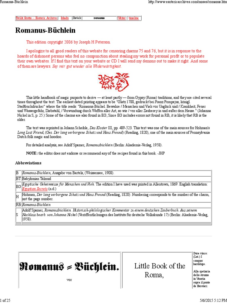 Romanus-Büchlein: Little Book of The Roma | PDF | Trinity | Mary ...