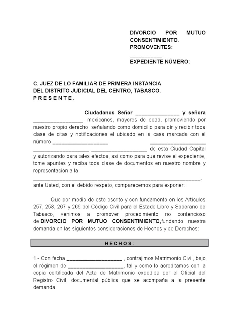 Divorcio Por Mutuo Consentimiento | Divorcio | Matrimonio
