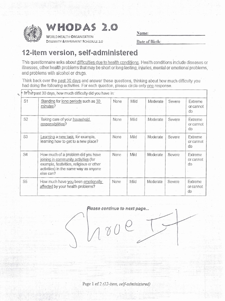 Whodas 2.0 | PDF | Medical Humanities | Public Sphere