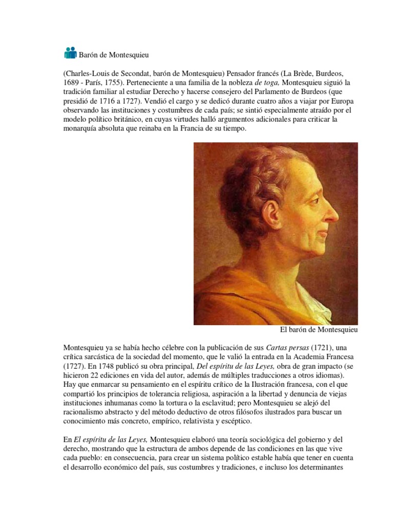 Barón de Montesquieu | PDF | Montesquieu | Gobierno