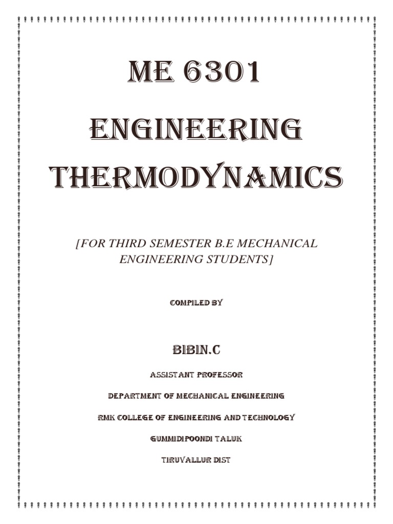Me 6301 Engineering Thermodynamics Short Questions and Answers | PDF | Heat | Thermodynamic ...