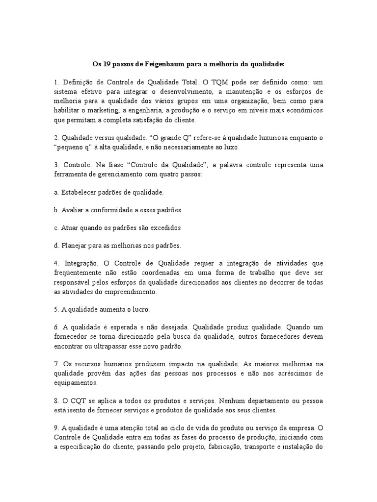 Os 19 passos de Feigenbaum para a implementação efetiva de um sistema ...