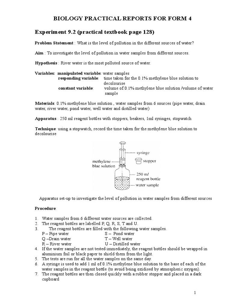 Biology Practical Reports For Form 4 Experiment 9.2 (Practical Textbook ...