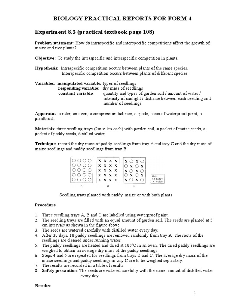 Biology Practical Reports For Form 4 Experiment 8.3 (Practical Textbook ...