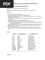 Biology Practical Reports For Form 4 Experiment 3.1 (Practical Textbook ...