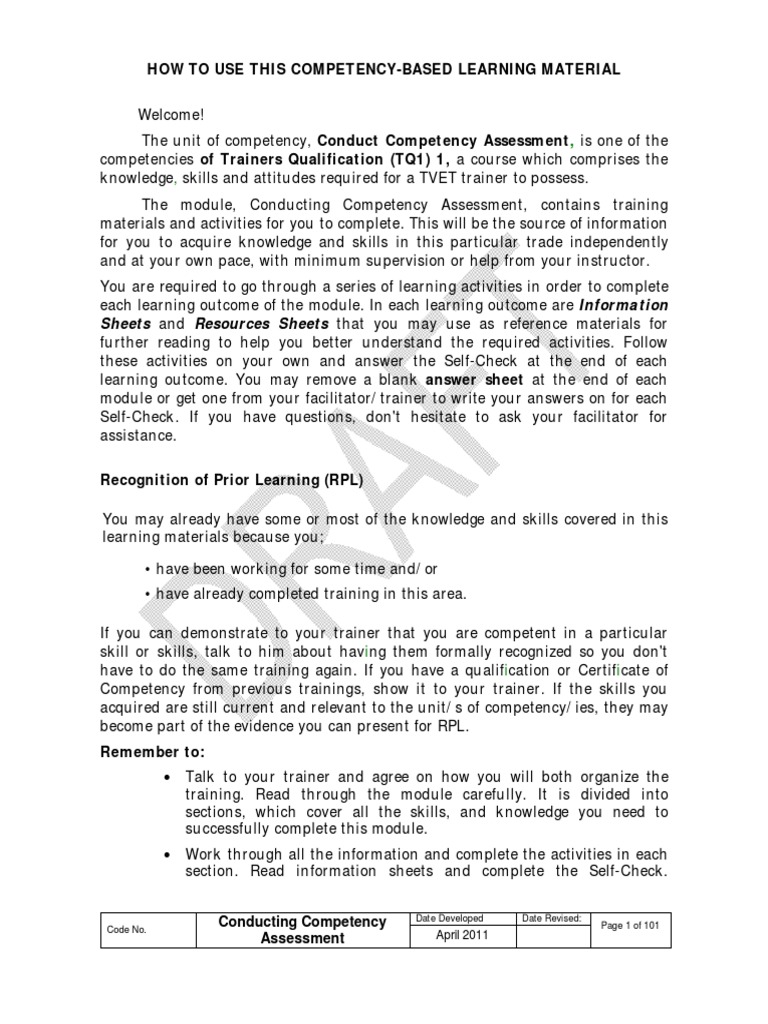 6. Conduct Competency Assessment | Educational Assessment | Competence ...