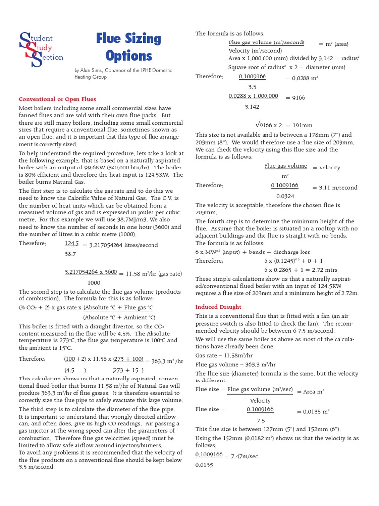 Flue Sizing Options | PDF | Boiler | Duct (Flow)