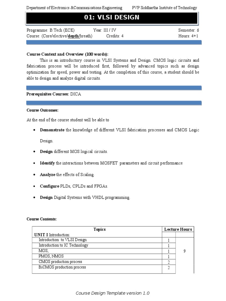 VLSIDesigncourse Templete | PDF | Mosfet | Cmos