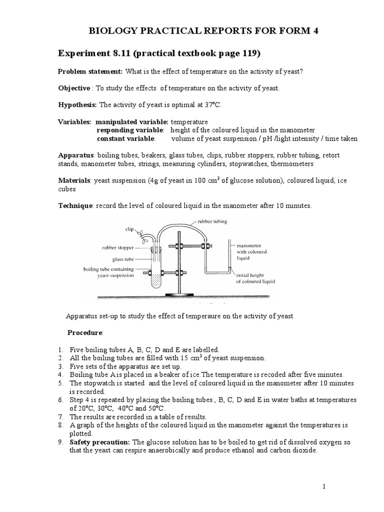 Biology Practical Reports For Form 4 Experiment 8.11 (Practical ...