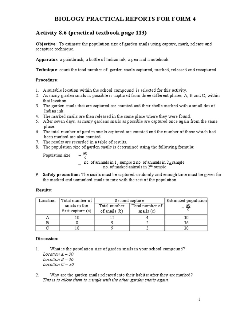 Biology Practical Reports For Form 4 Activity 8.6 (Practical Textbook ...