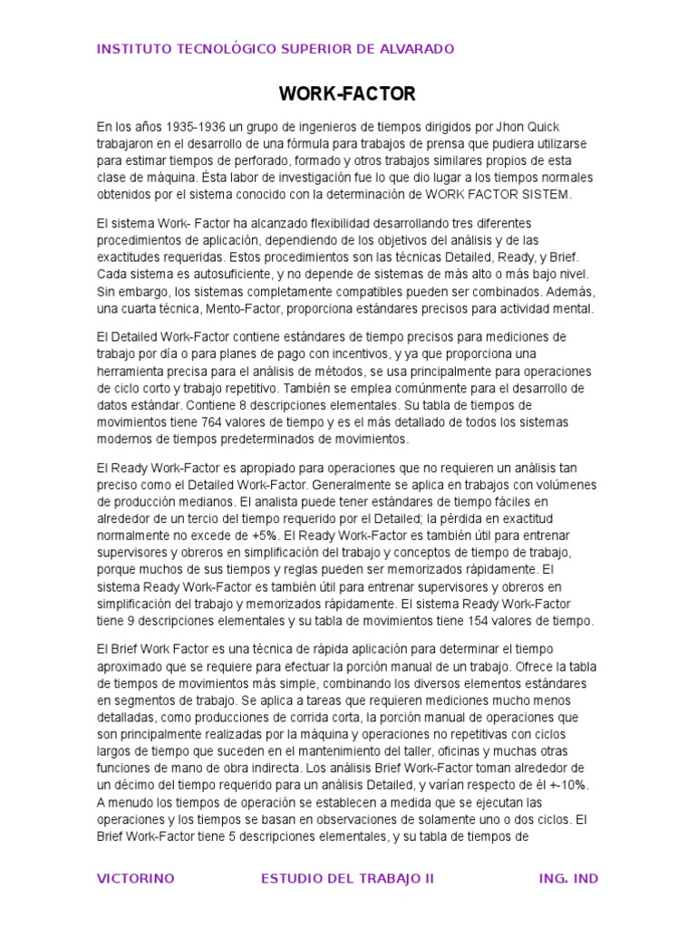 Work Factor | PDF | Movimiento (física) | Pie